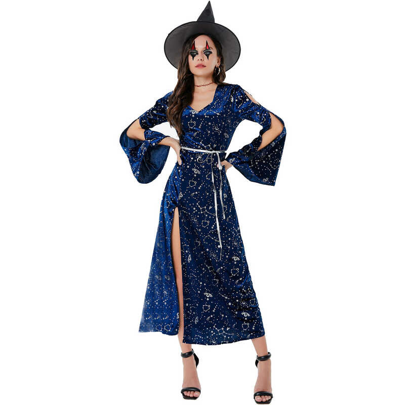 S-Xl Witch Costume Evil Witch Long Dress Cosplay Role Play Halloween ...