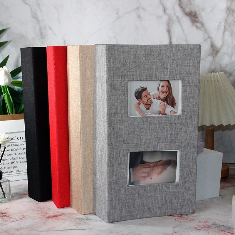 Linen material 4R album 4X6 family photo album 300 pockets cloth cotton ...
