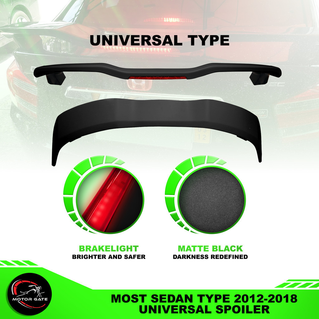 Universal Spoiler ( Matte Black ) for Honda City, Vios, Mirage G4 ...