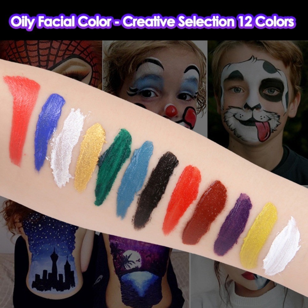 12 Colors Face Body Paint Oil Safe Face Paint Body Painting Makeup for ...