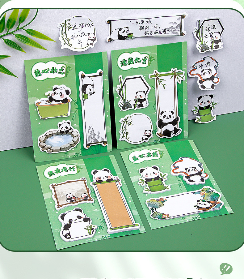 60 Sheets/pc Creative Cartoon Panda Combination Sticky Notes Students ...