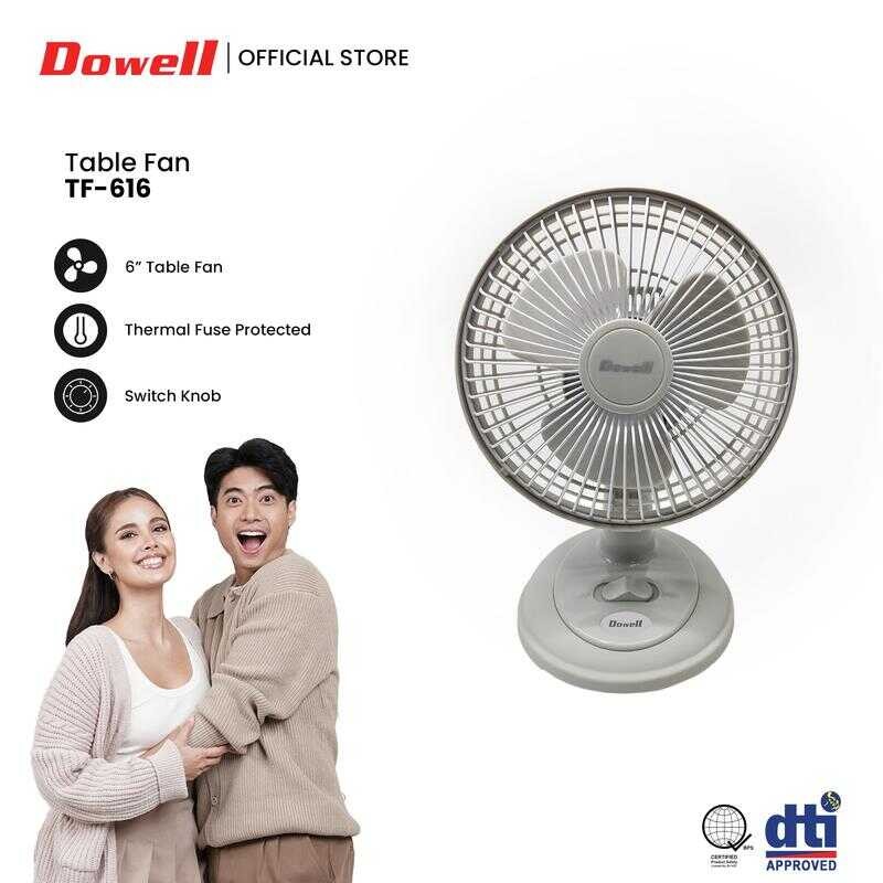 534 Dowell Tf-616 High Quality Non USB 6 Inch Electric Fan Table Mini Desk Plug-In Compact ...