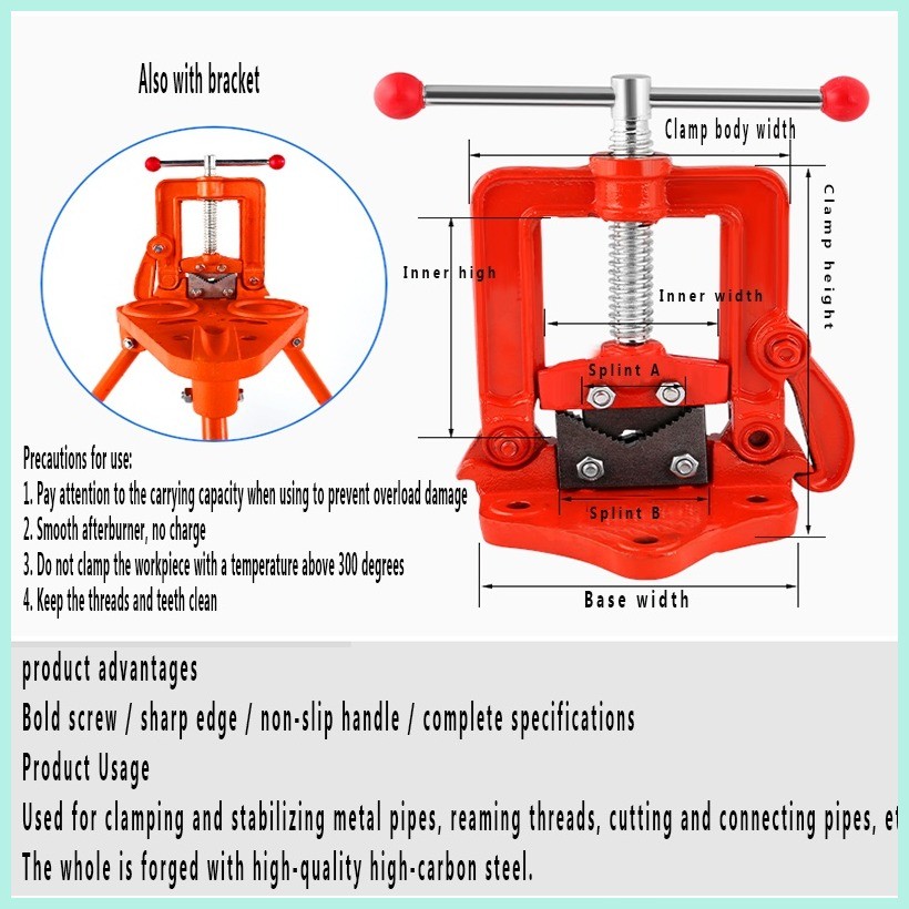 Pipe Vise Clamp Heavy Duty 2" 3" Bench Vise Pipe Pressure Pipe Clamp ...