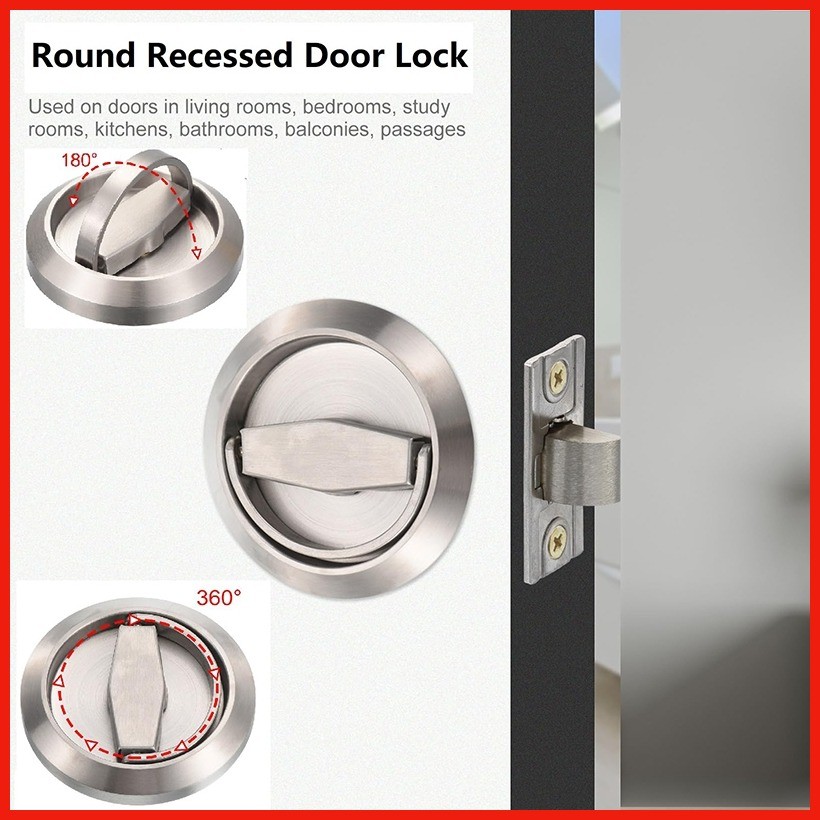 Round Recessed Door Lock, Stainless Steel Hidden Recessed Cup Door ...