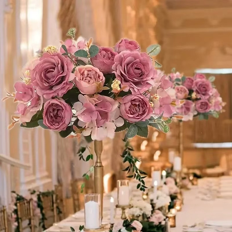 Artificial Flower Roses Peony Hydrangea Fake Flower Decoration Flower ...