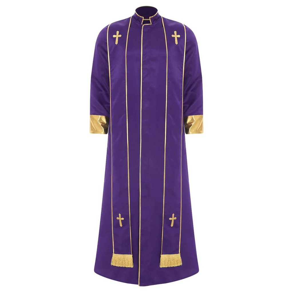 Church Clergy Minister Robe with Stole Thobe Men's Long Sleeve ...