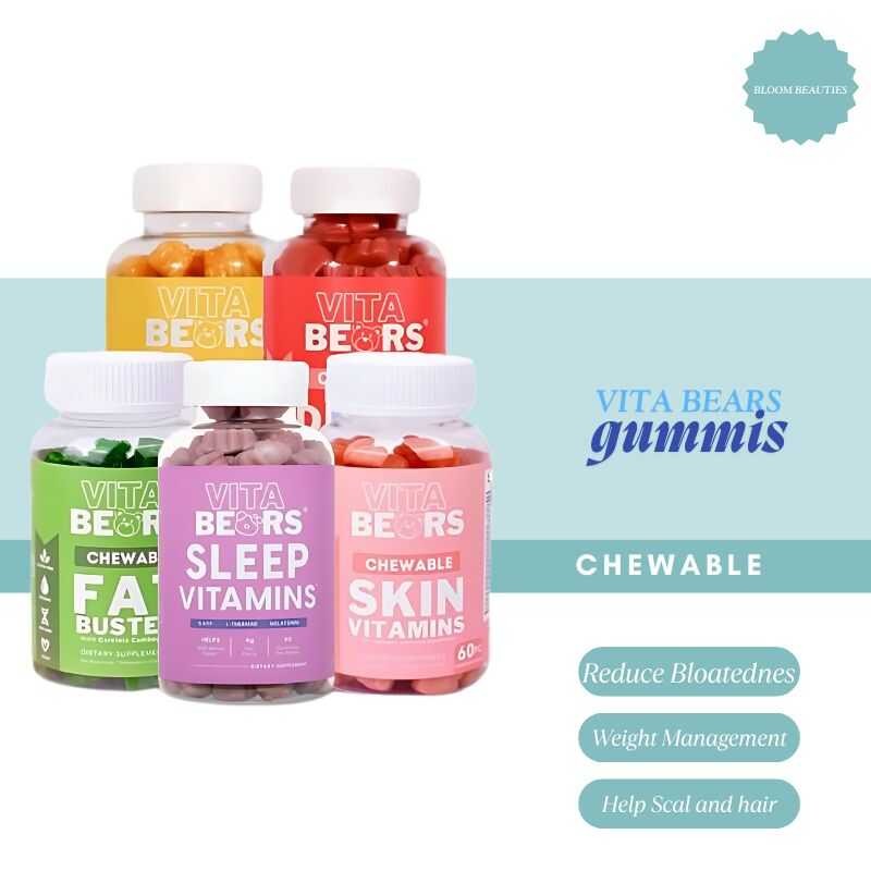 Vitabears Gummies Detox Hair Vitamins Collagen Glutathione Apple Cider ...