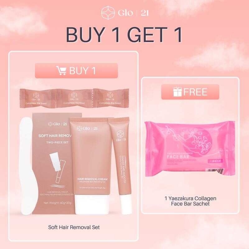 Glo21 B1 SOFT HAIR REMOVAL SET + FREE 1 SACHET YAEZAKURA COLLAGEN FACE ...