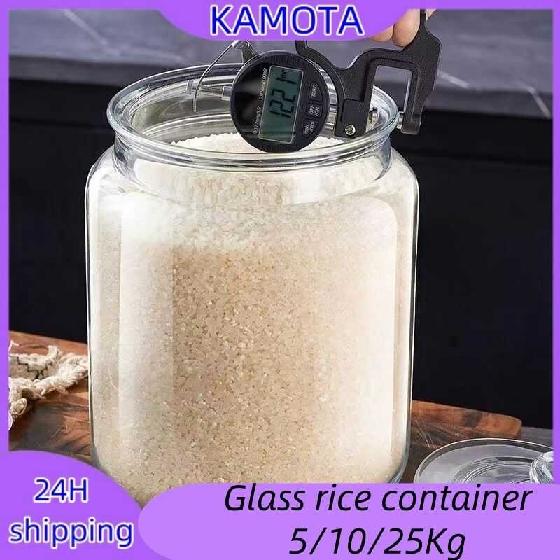Glass Rice Storage Container 25Kg Big Glass Jar With Lid Cover ...