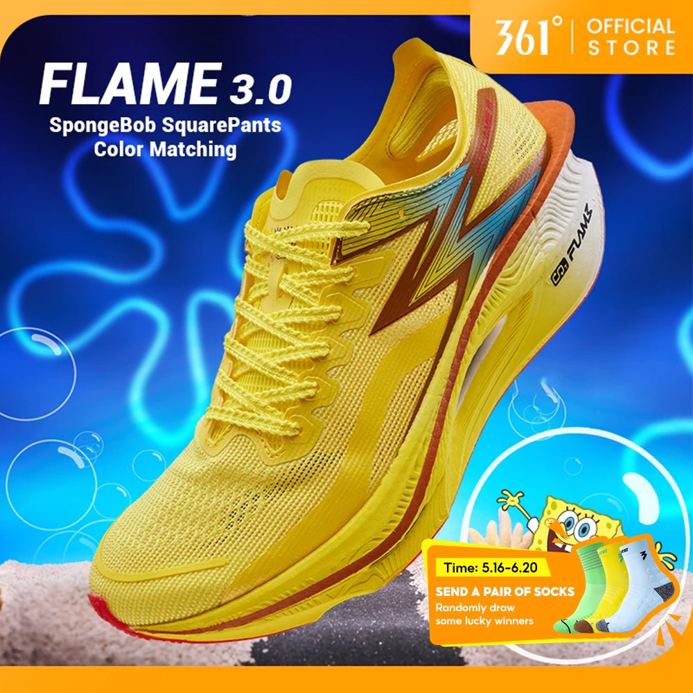 361 Degrees Flame 3.0 SpongeBob SquarePants Series Men Running Shoes ...