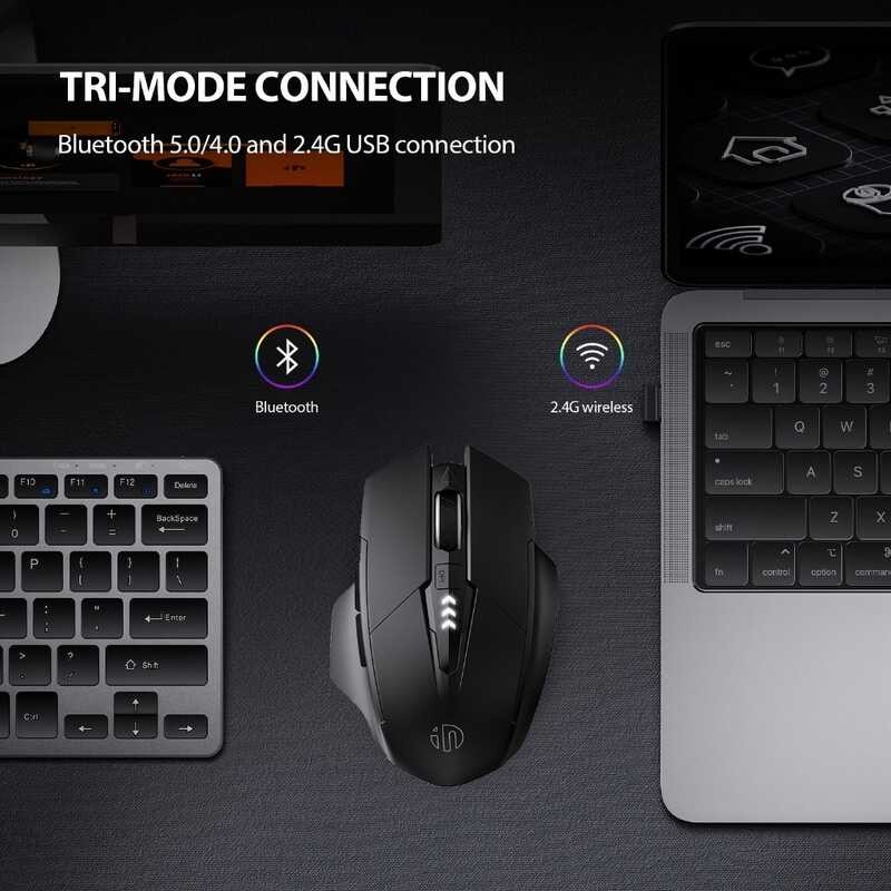 Zeus X INPHIC A1 Bluetooth Mouse Rechargeable 2.4G+Bluetooth Tri-Mode ...