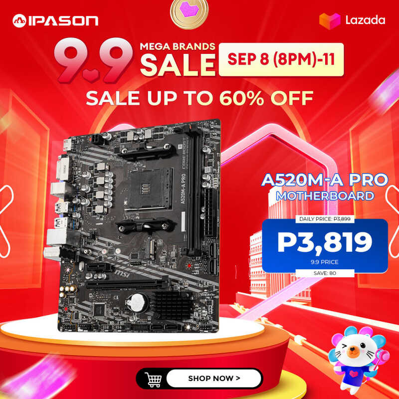 Ipason | MSI AMD A520m-A PRO Motherboard (Socket Am4 Supported) 510 | Shopee Philippines
