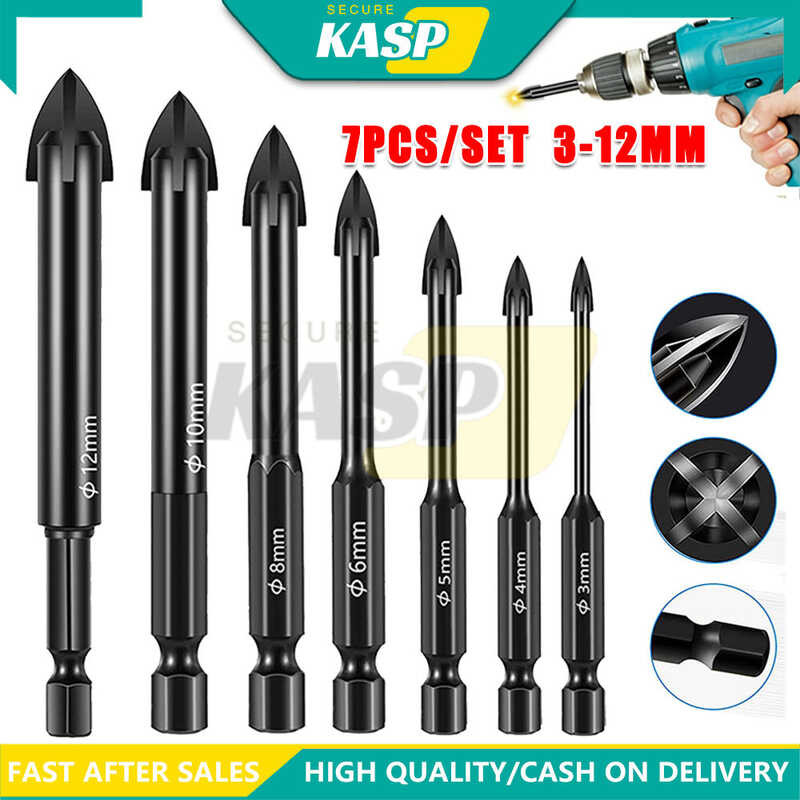 3/5/7Pcs 3-12Mm Masonry Drill Bits, Concrete Bit Set For Tile, Brick ...