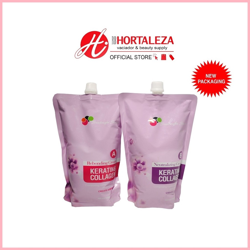 SUNBRIGHT SERIES KERATIN AND COLLAGEN REBONDING CREAM SET A&B (1000ML ...