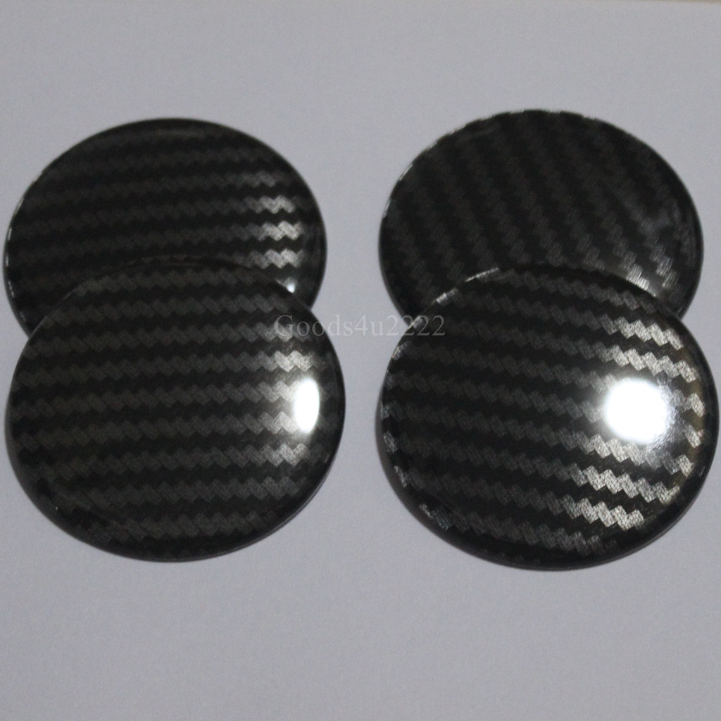 4PCS Dome Carbon Fiber 56.5MM Black Wheel Centre Cap Stickers Badge ...