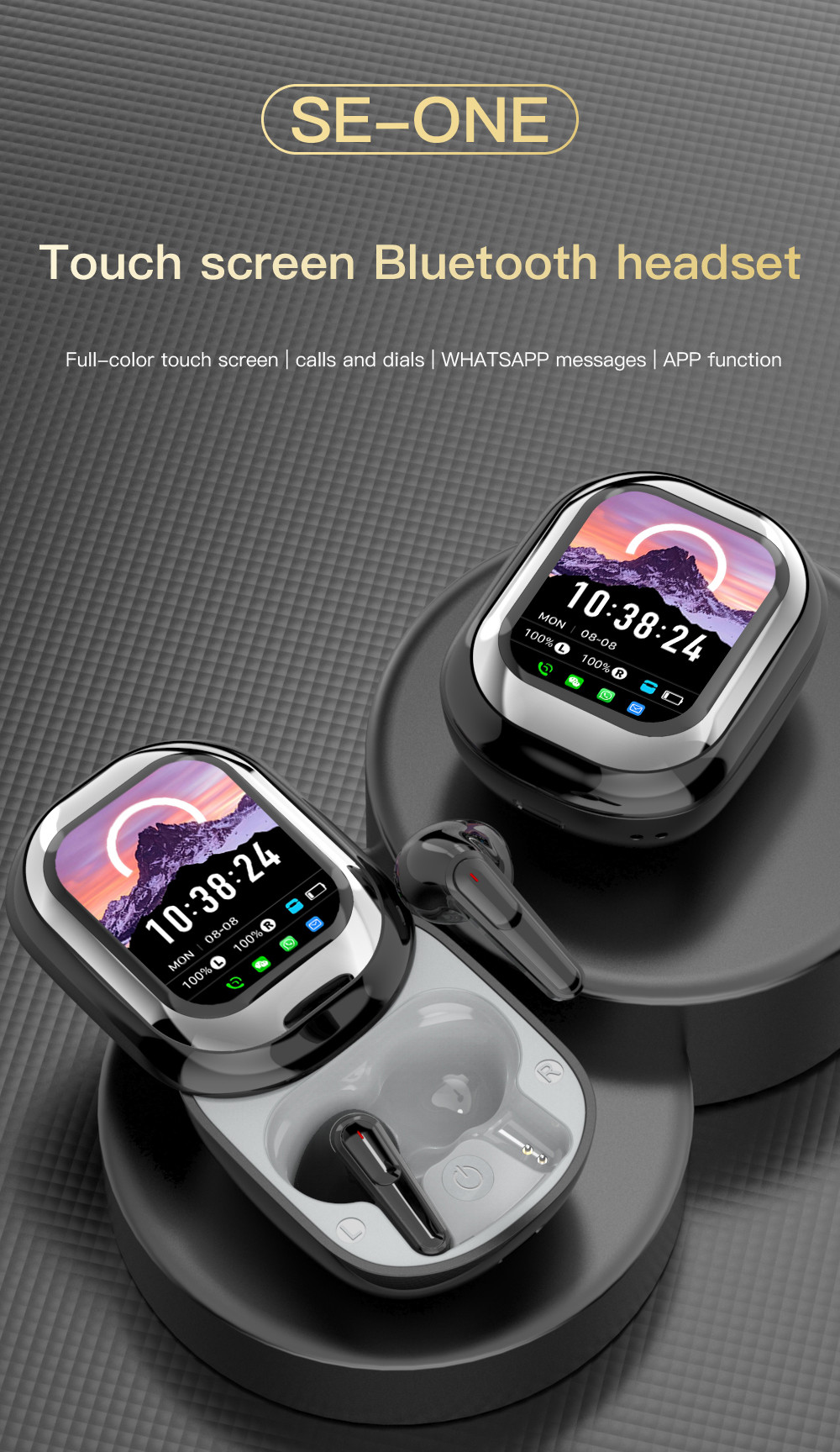 Wireless Bluetooth Headset Slider Design Touch Screen No Delay Noise ...