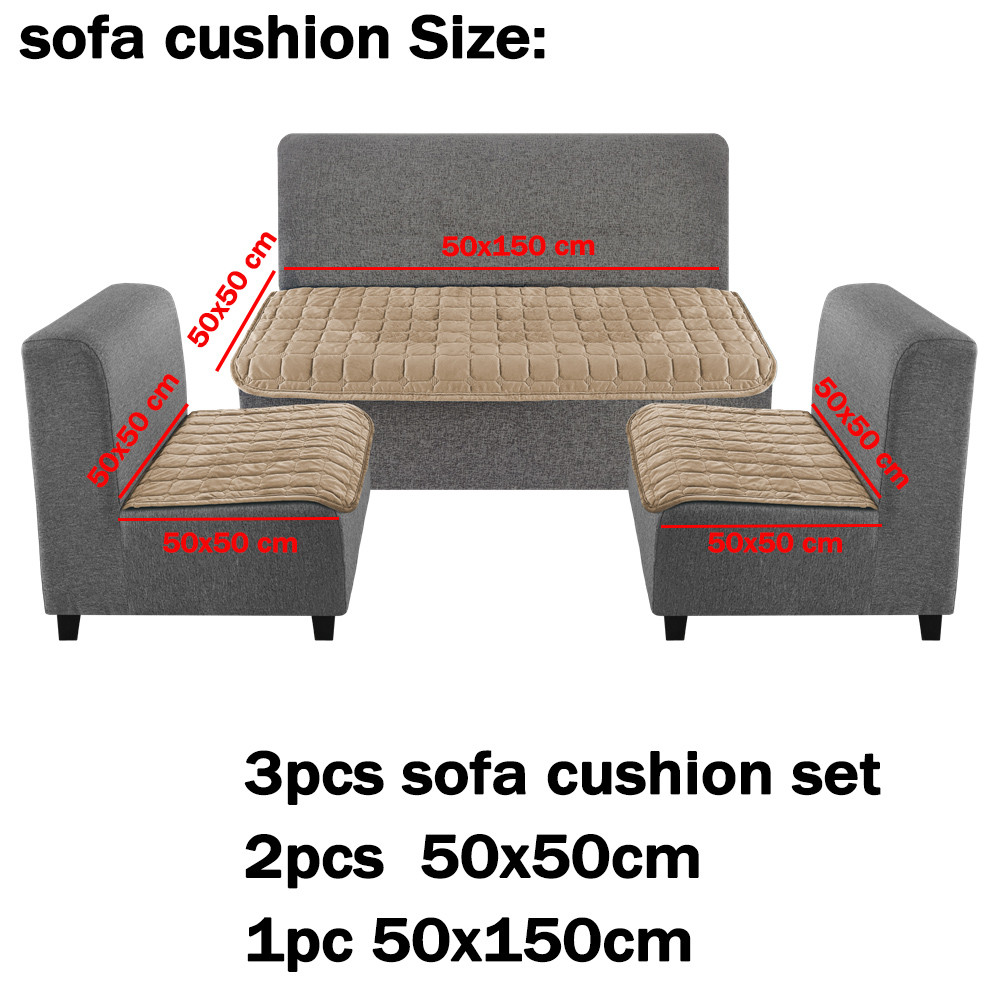3Pcs Velvet Sofa Cushion Sofa Pad Non-slip Fabric 3 in 1 Clara Sala Set ...
