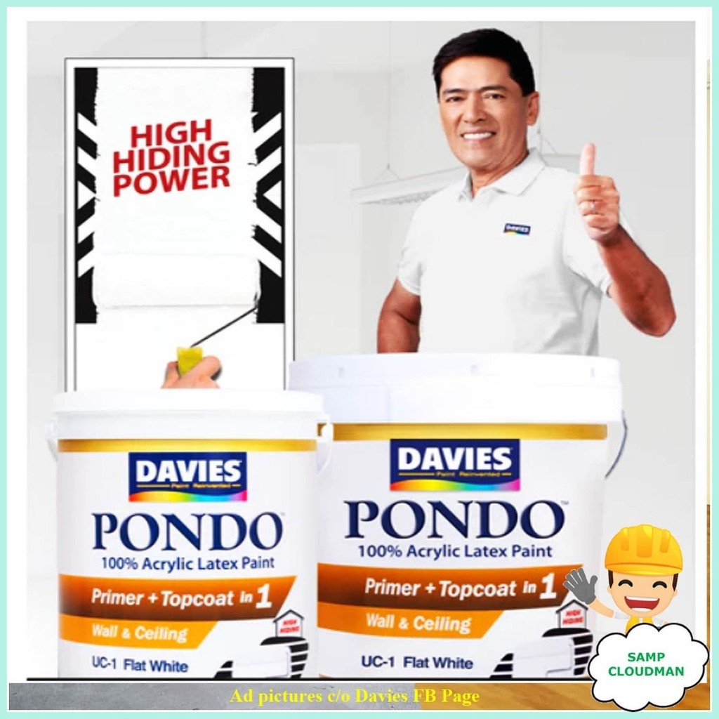 Davies Pondo Flat Latex White Gallon 4L UC-1 Primer Topcoat 2 in 1 4 ...
