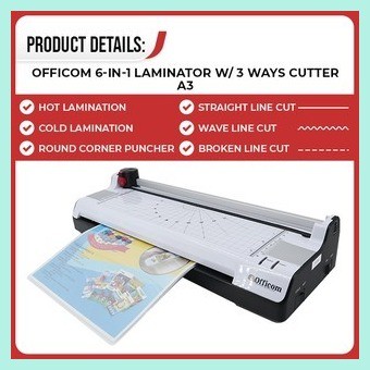 Officom 6 in 1 Hot and Cold Laminator A3/A4 with Rotary Trimmer, Corner ...