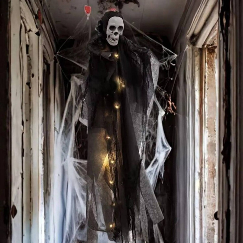 Horror Skeleton Lighted Skull Ghost Ornament Props Creepy Hangable ...