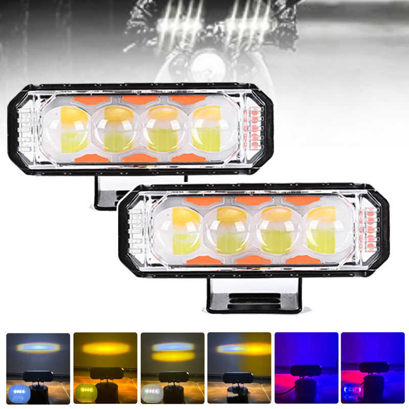Motorcycles 2 Pieces Auxiliary Lights 3000K+6000K) Off-Road Driving ...
