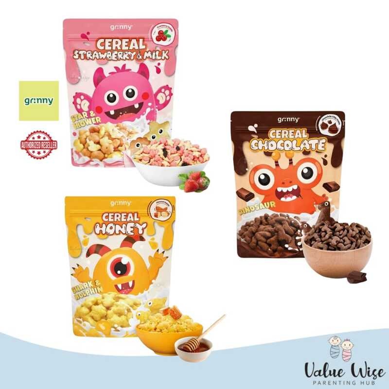 GRINNY KIDS CEREAL SNACKS CHOCOLATE STRAWBERRY AND MILK / HONEY FLAVOR ...