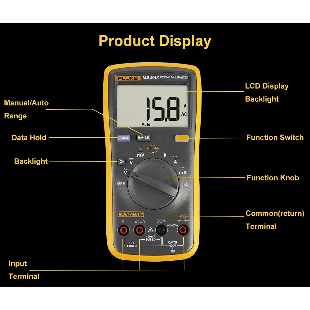 Fluke 15B Max / 17B Max Digital multimeter AC/DC Voltage Current ...