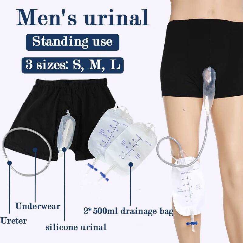 Men's Incontinence Urinary Receiver Leg Bags Standing Silicone Funnel ...