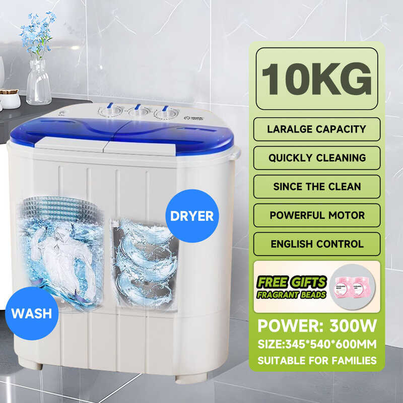 HOMEFUN Double Barrel Mini Washing Machine With Spin Dryer Semi ...