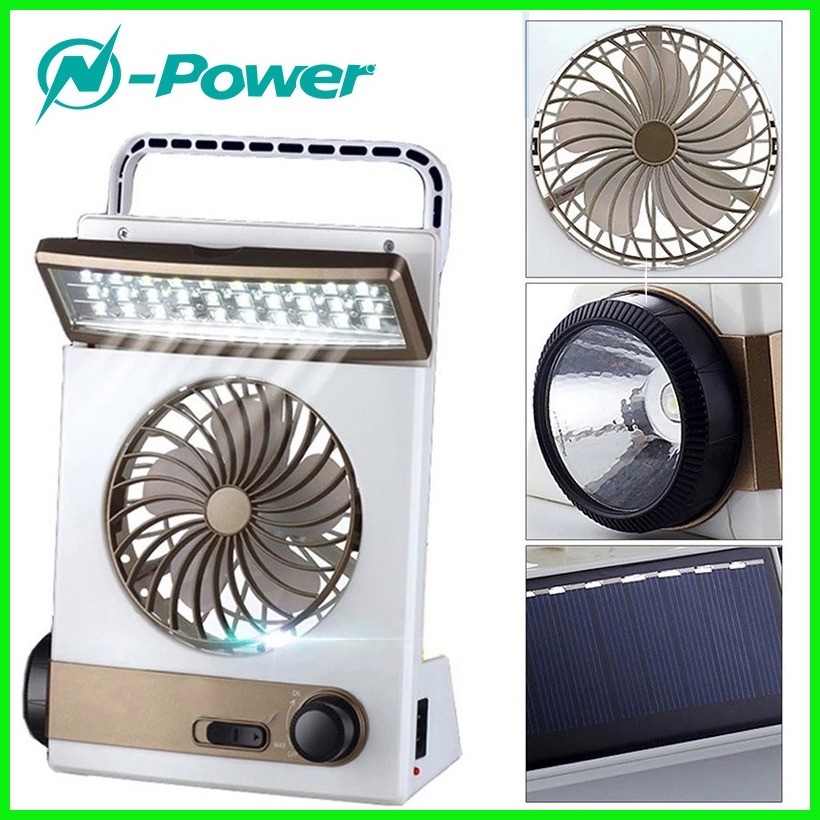 Solar Emergency Fan Electric 3 In 1 Led Rechargeable Flashlight Mini ...