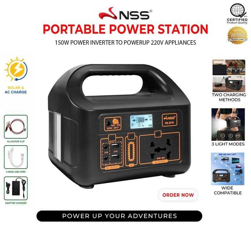 NSS Portable Station Solar Generator - 150 Watts Capacity| Dual Dc/Ac ...