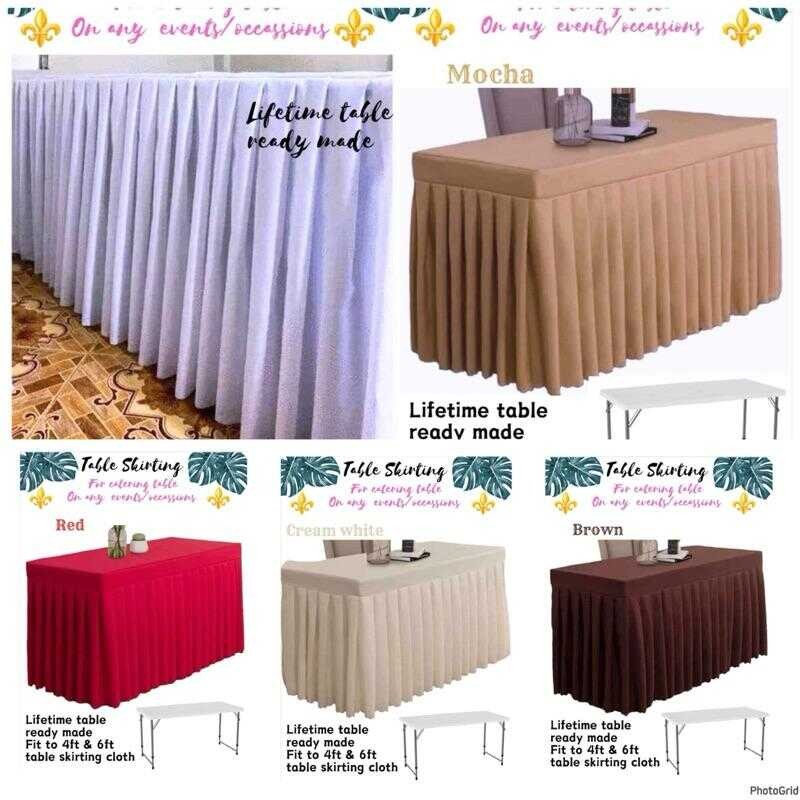 Table Skirt For Lifetime | 4Ft & 6Ft Size Ready Made F59 | Shopee ...