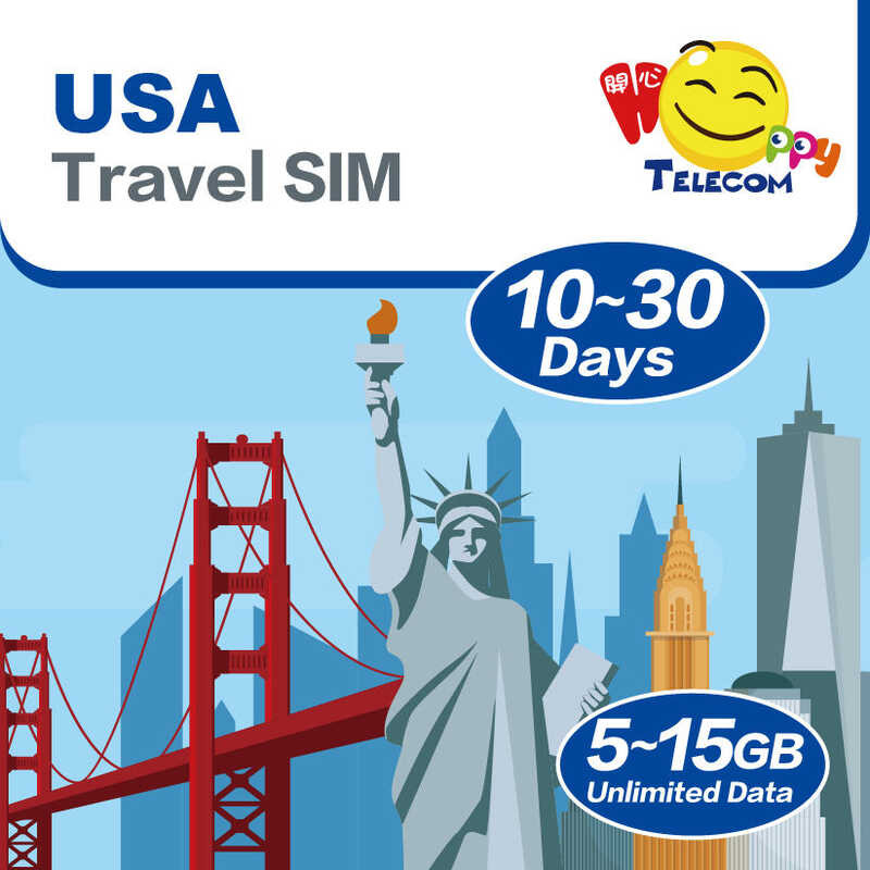 Happy USA SIM Card - 10-30 Days 5-15Gb Unlimited Data Travel Sim ...