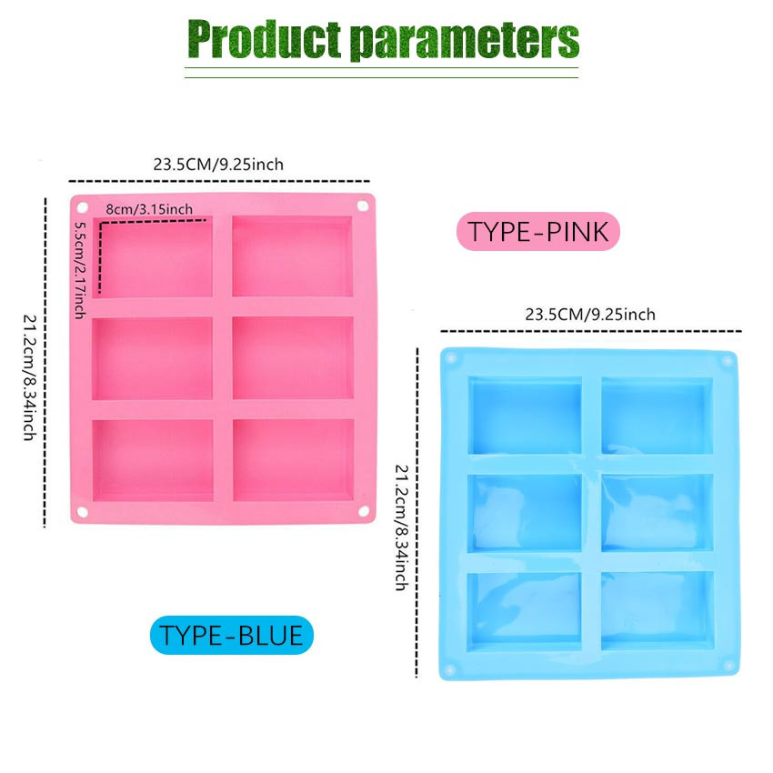 6 Cavity Silicone Handmade Soap Molder DIY Chocolate Molder Rectangle ...