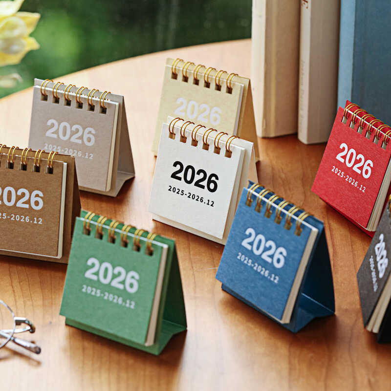 LULU Mini Desk Calendar 2026 Home And Work 2025-2026 Planner For Office Small Standing With Twin ...