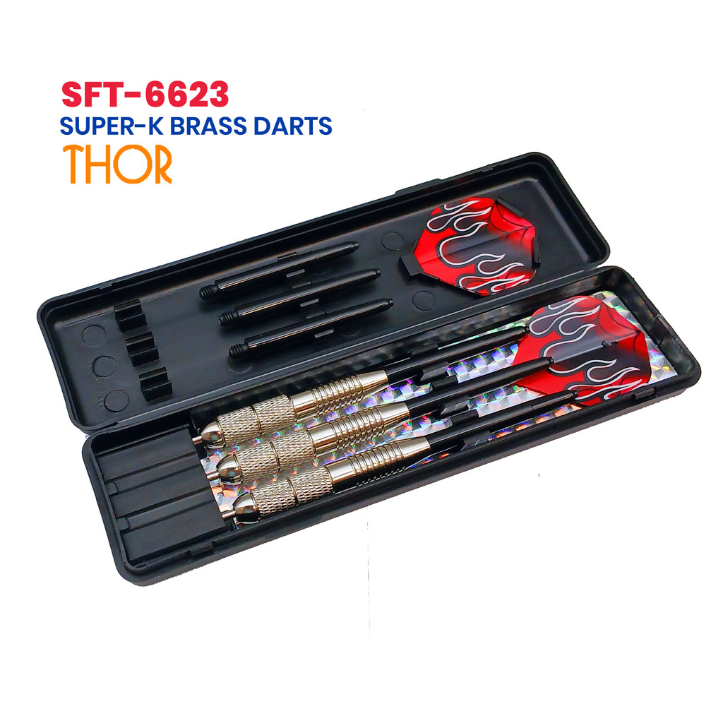 Super-K Darts | Steel Tip Brass Dart Set THOR– 3-Piece Darts for Home ...