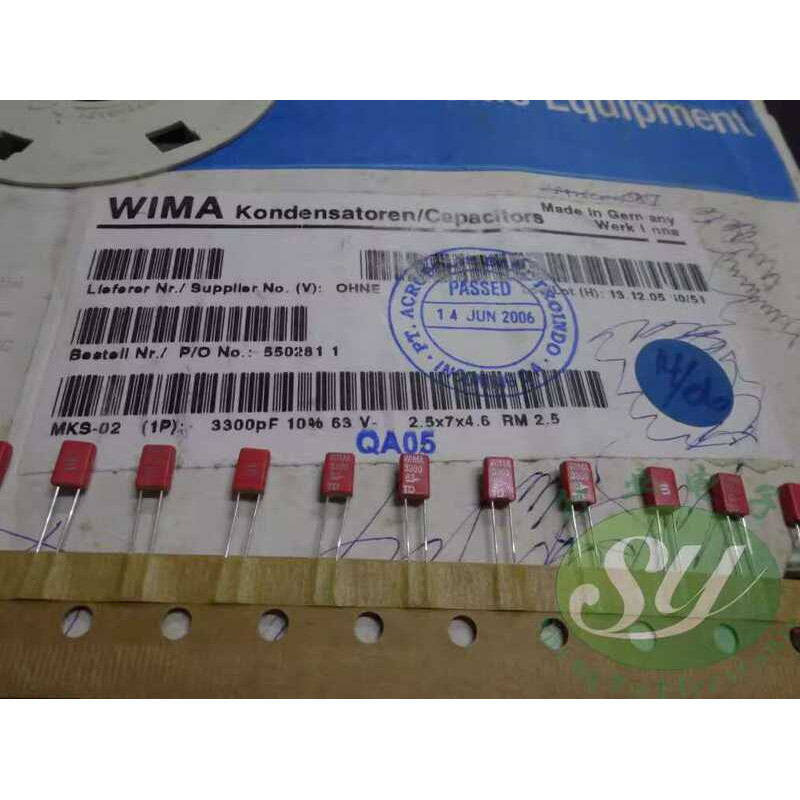 WIMA S02 0.0033uF/63V 3.3nf 3300pf 3n3 332 brand new thin film ...