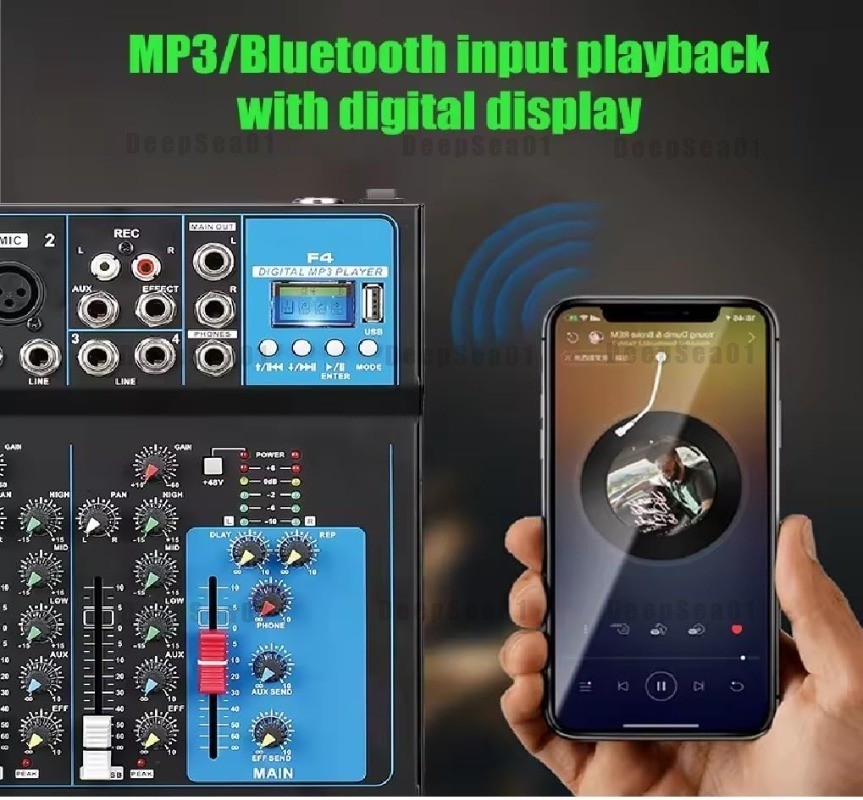 GH4 Portable Audio Mixer 4 Channel Mixers with Bluetooth USB for ...