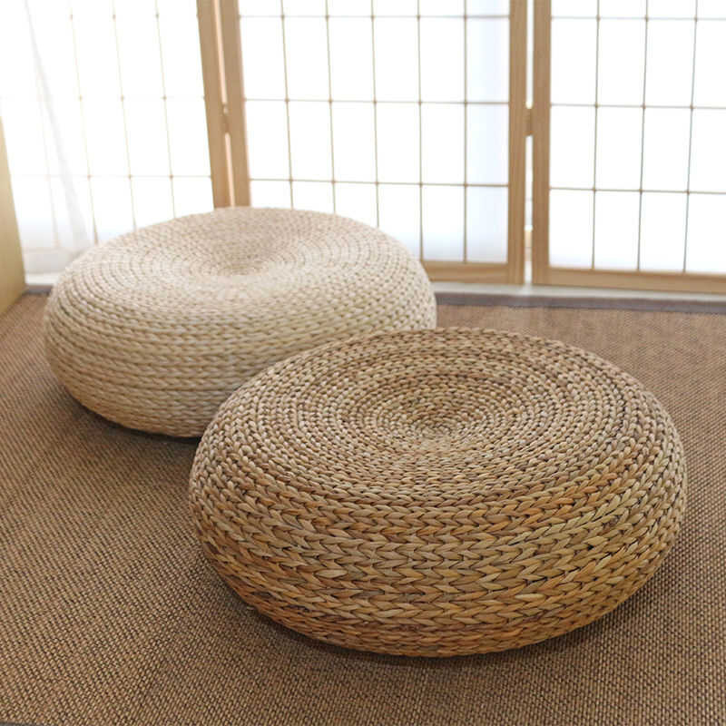 Tt Straw Futon Cushion Floor Japanese-Style Thick Round Tea Rattan ...