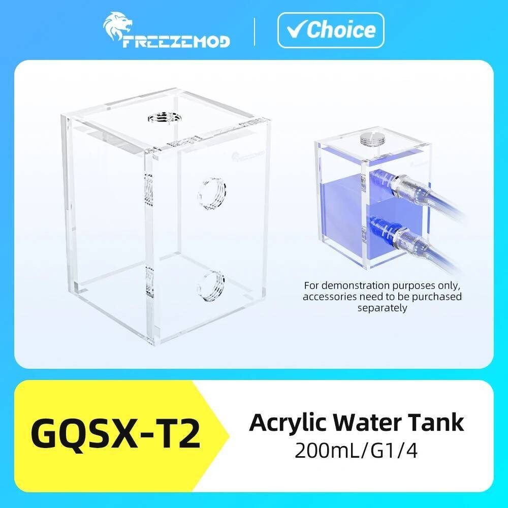 Freezemod Square Water Cooling Reservoir 200mL Acrylic PC Liquid Tank ...
