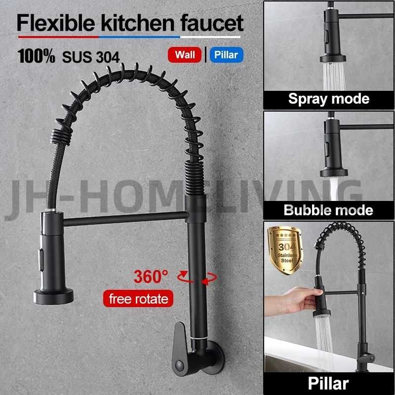304 Stainless Kitchen Sink Pull Out Mixer Tap 360° Rotation Stream ...