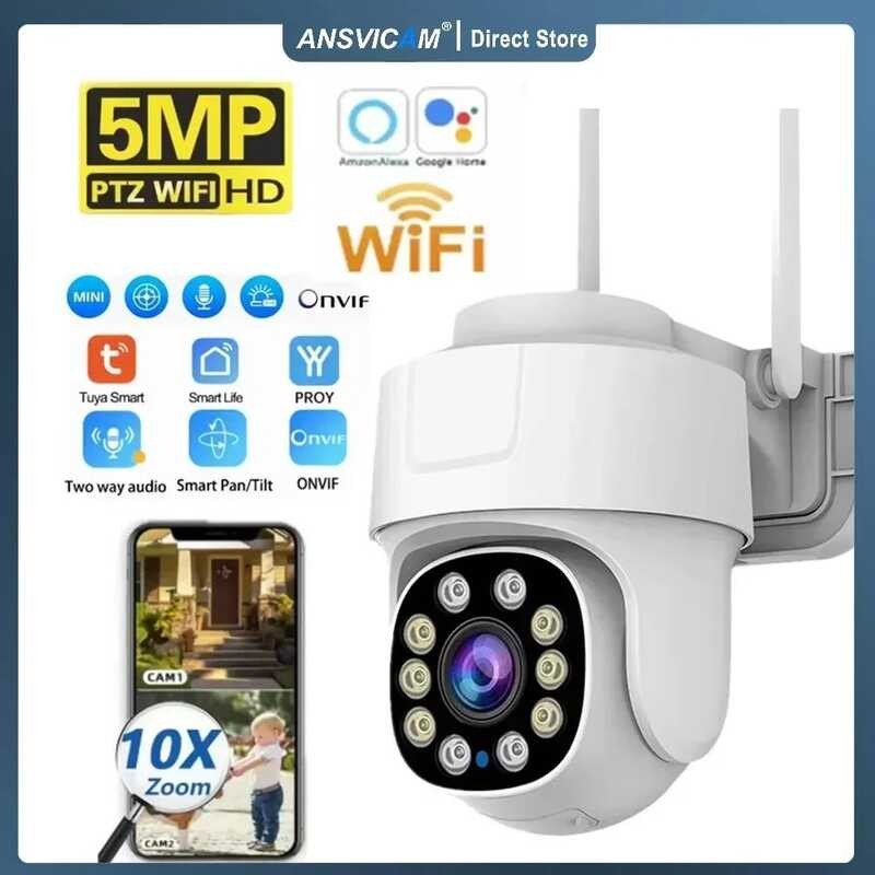 Y 5Mp PTZ Tuya Wifi Camera 10X Zoom Smart Outdoor Home Video Wireless ...