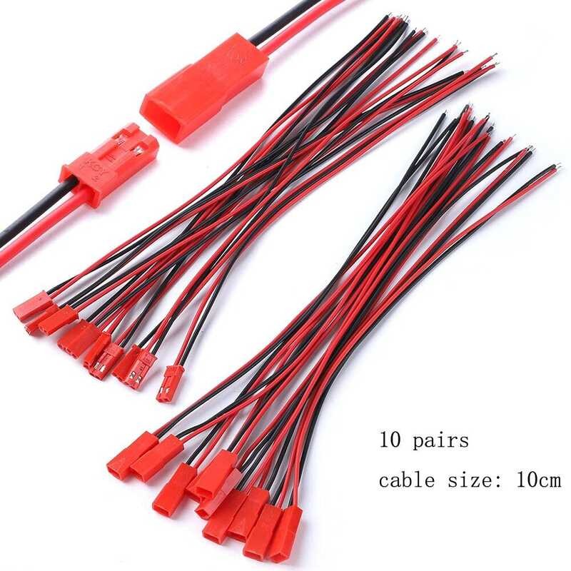 10 Pairs 22 AWG JST 2 Pin Male Female Plug Connector Cable Wire For LED ...