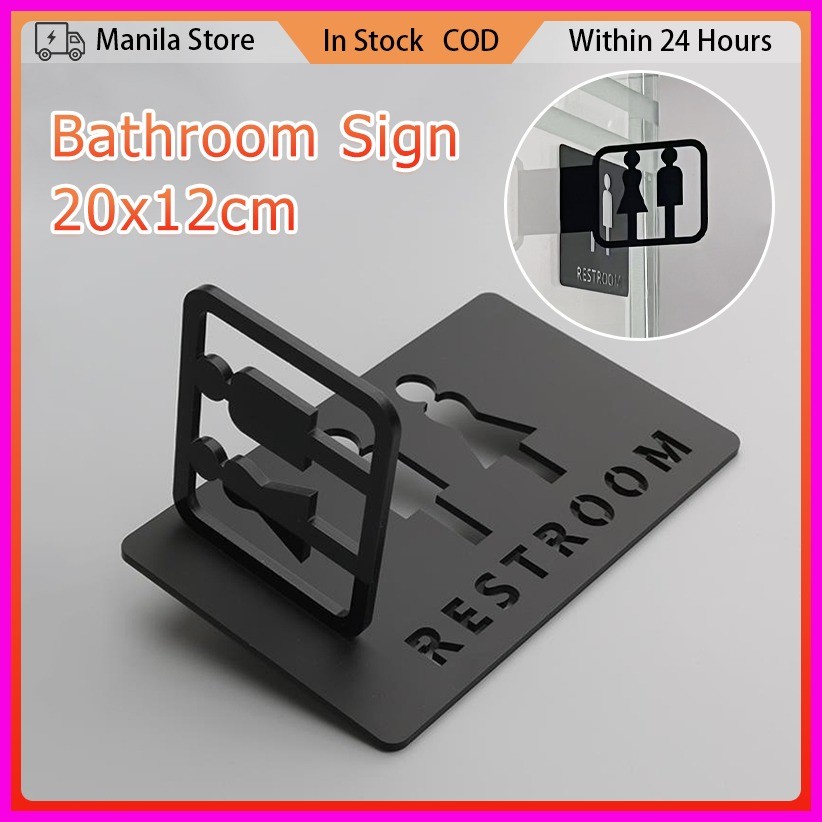 ☑ Acrylic Restroom Sign 3D Bathroom Signage Indicator Washroom Door ...