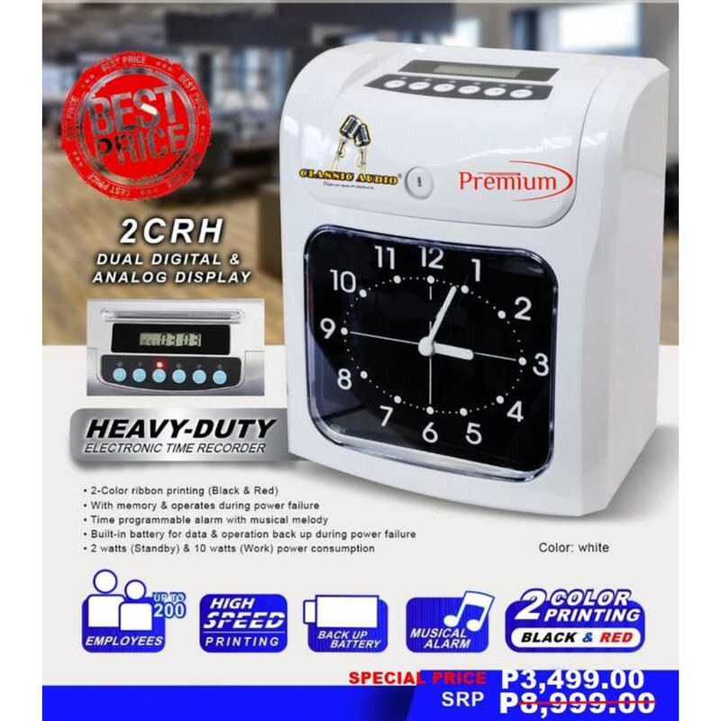 Classic Audio Employee Analog Time Clock Recorder / Bundy Clock ...