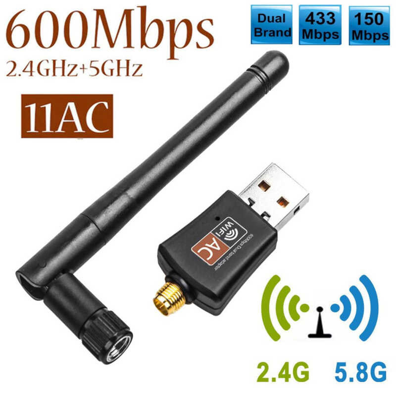 USB Wifi 600Mbps Dual Band Wireless Network Adapter Dongle 2.4Ghz / 5 ...