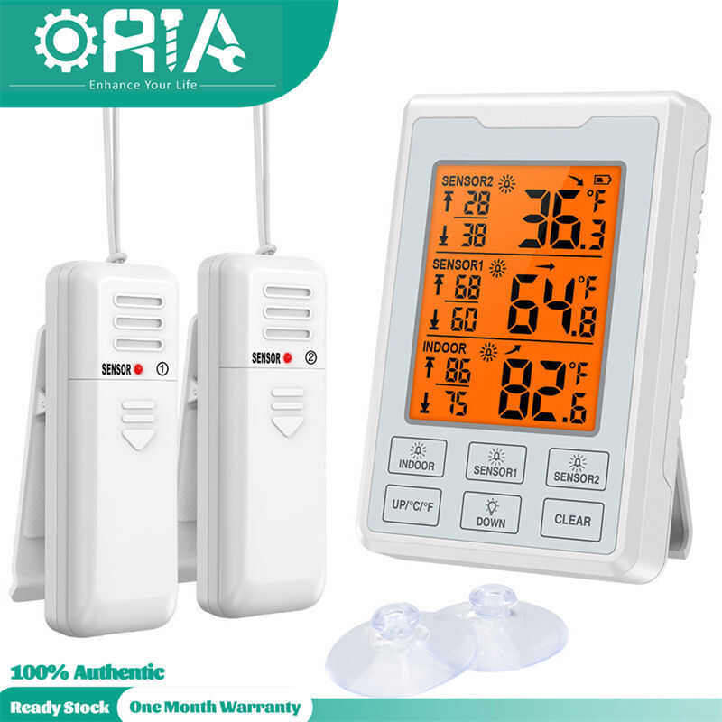 ORIA Digital Refrigerator Freezer Temperature Gauge Room Thermometer 2 ...