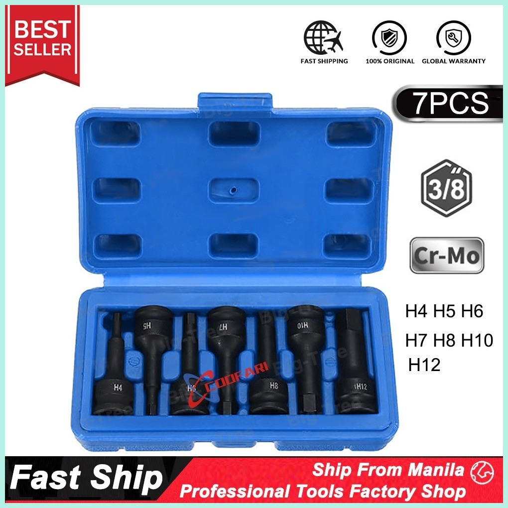 Ready 7pcs Impact Socket Bit Set 3/8-inch Drive Chrome Molybdenum Steel ...