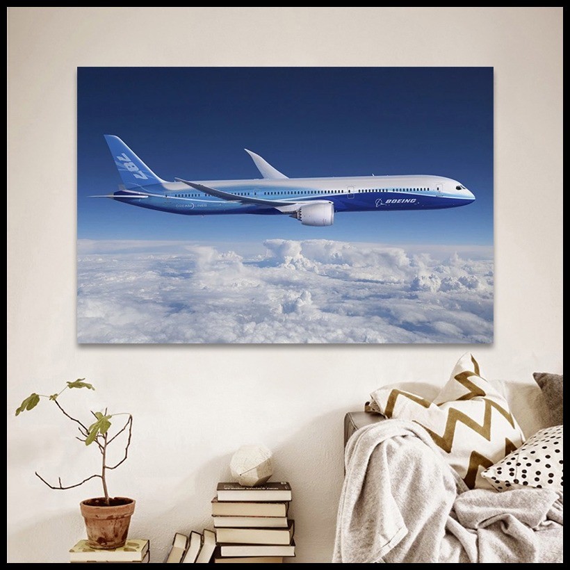 Boeing 787 airline dreamliner sky cloud airplane poster painting house ...