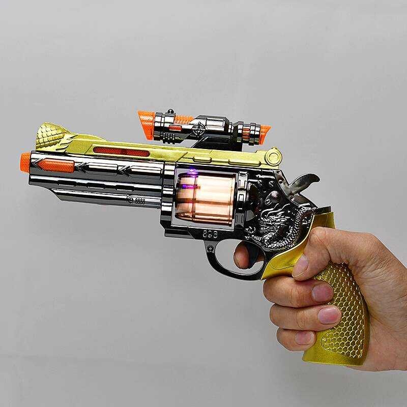Zhanlong Revolver Electric Sound and Light Children's Toy Gun Gold Boy ...